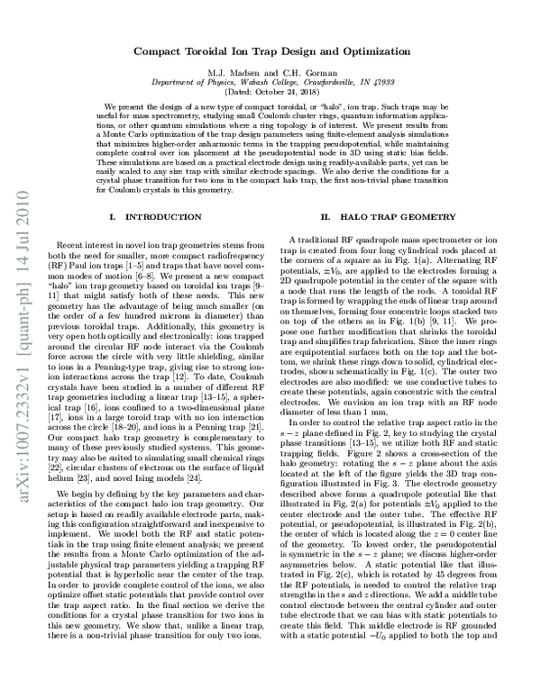 (PDF) Compact toroidal ion-trap design and optimization
