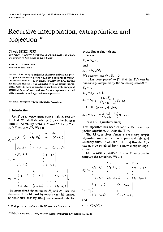 (PDF) Recursive interpolation, extrapolation and projection