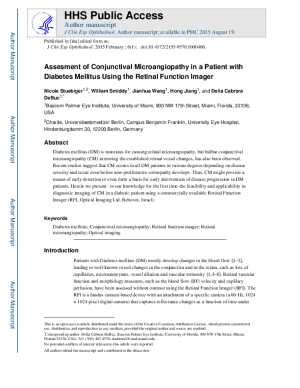 (PDF) Assesment of Conjunctival Microangiopathy in a Patient with ...