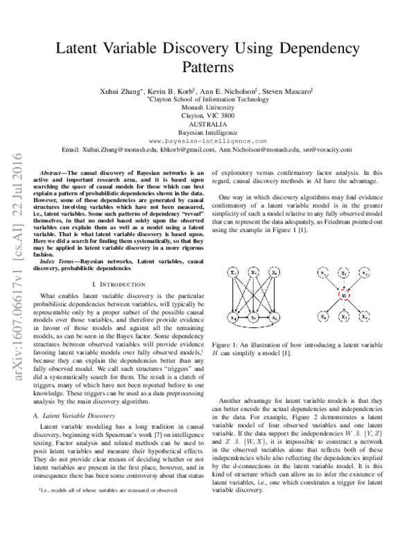 (PDF) Latent Variable Discovery Using Dependency Patterns