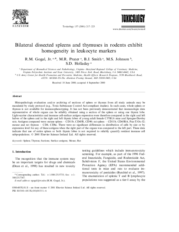 (PDF) Bilateral dissected spleens and thymuses in rodents exhibit ...
