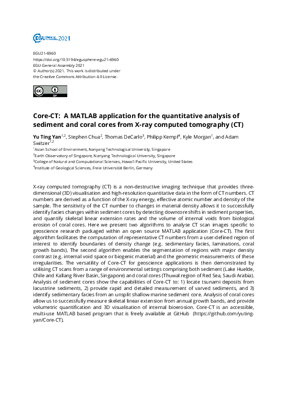 Pdf Core Ct A Matlab Application For The Quantitative Analysis Of Sediment And Coral Cores