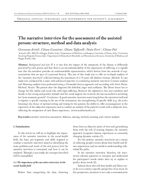 (PDF) The narrative interview for the assessment of the assisted person ...
