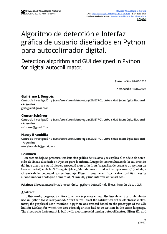 (PDF) Algoritmo de detección e Interfaz gráfica de usuario diseñados en ...