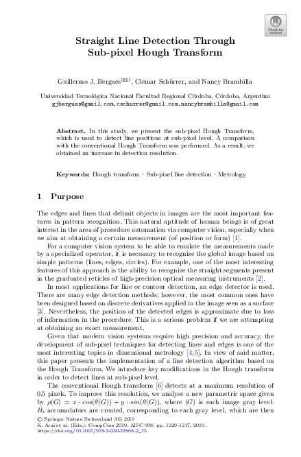 (PDF) Straight Line Detection Through Sub-pixel Hough Transform