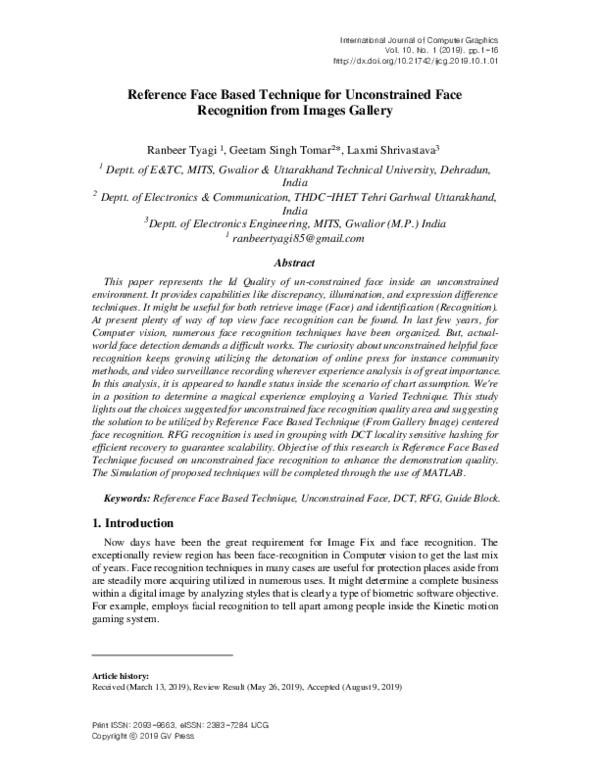 Pdf Reference Face Based Technique For Unconstrained Face Recognition From Images Gallery