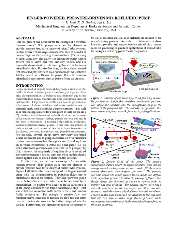 (PDF) Finger-powered, pressure-driven microfluidic pump