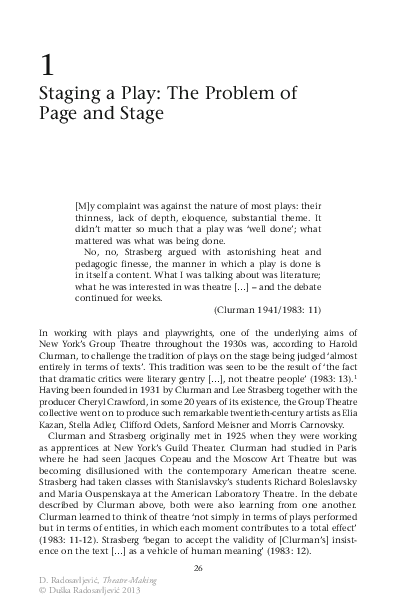 (PDF) Staging a Play: The Problem of Page and Stage