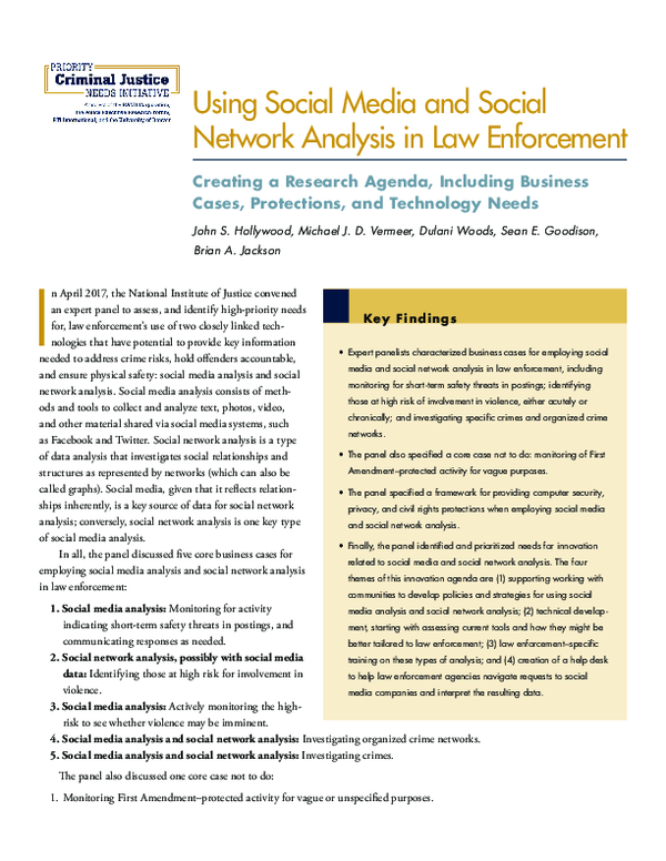 (PDF) Using Social Media and Social Network Analysis in Law Enforcement ...