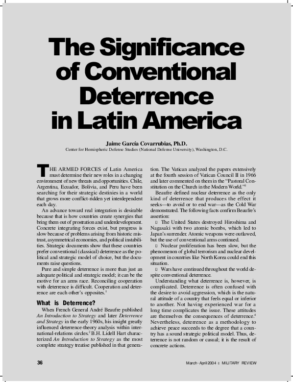 (PDF) The Significance of Conventional Deterrence in Latin America