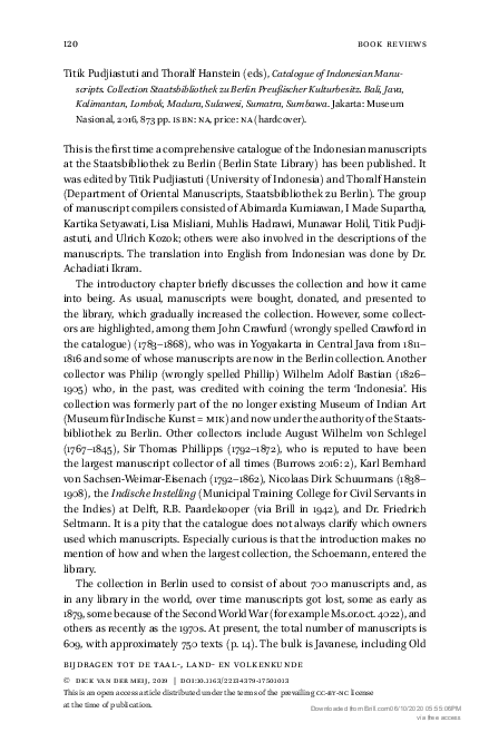 (PDF) Catalogue of Indonesian Manuscripts. Collection Staatsbibliothek ...