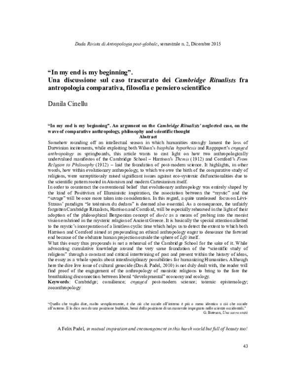 (PDF) In my end is my beginning". Una discussione sul caso trascurato ...
