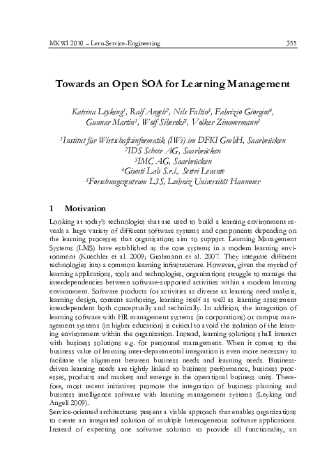 (PDF) Lern-Service-Engineering: Towards an Open SOA for Learning Management