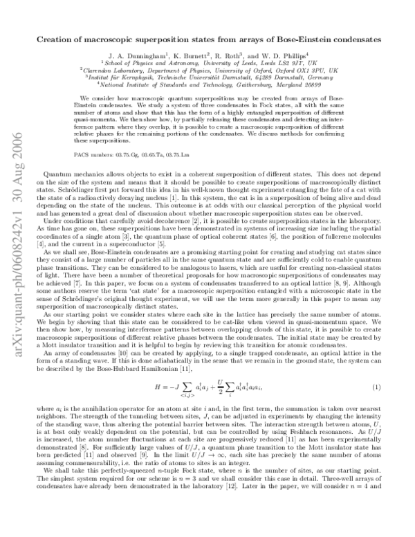 Pdf Creation Of Macroscopic Superposition States From Arrays Of Bose