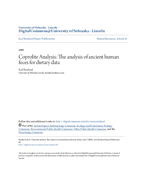 (PDF) Coprolite Analysis: The analysis of ancient human feces for ...
