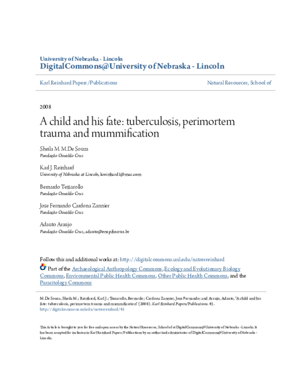 (PDF) A child and his fate: tuberculosis, perimortem trauma and ...