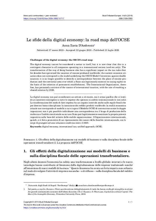 (PDF) Le sfide della digital economy: la road map dell’OCSE