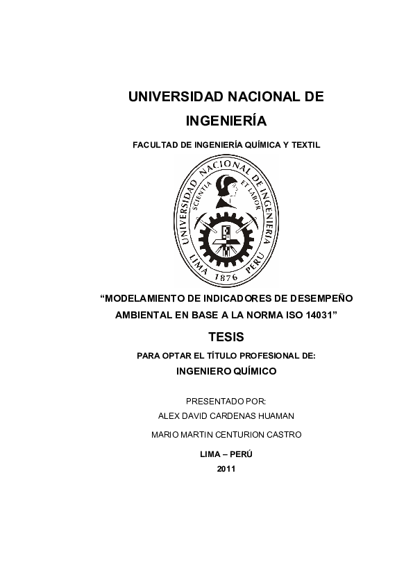 (PDF) Modelamiento de indicadores de desempeño ambiental en base a la ...