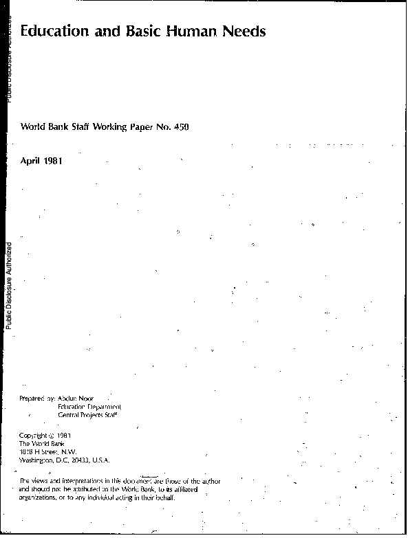 (PDF) Education and basic human needs