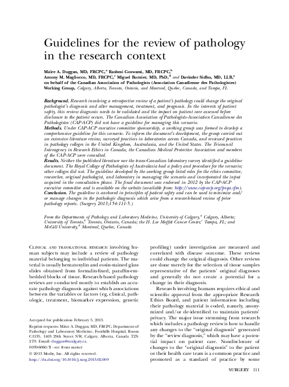 (PDF) Guidelines for the review of pathology in the research context
