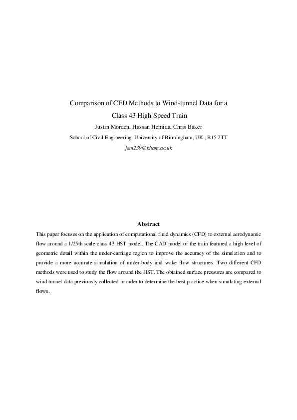 (PDF) Comparison of CFD Methods to Wind-tunnel Data for a Class 43 High ...