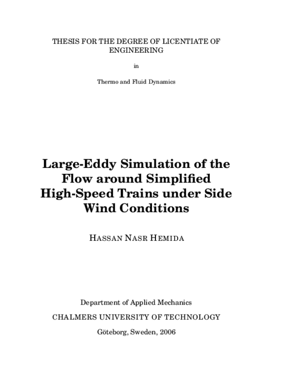 (PDF) Large-Eddy Simulation of the Flow around Simplified High-Speed Trains under Side Wind ...