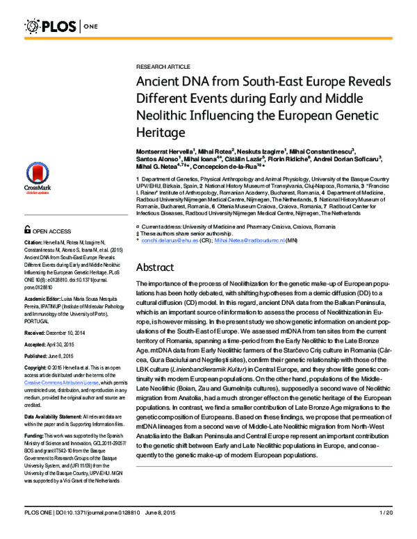 (PDF) Ancient DNA from South-East Europe Reveals Different Events ...