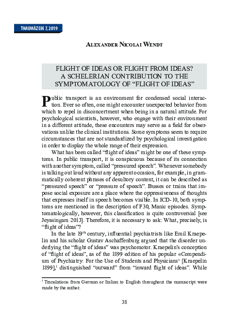 (PDF) Flight of Ideas or Flight from Ideas? A Schelerian Contribution ...