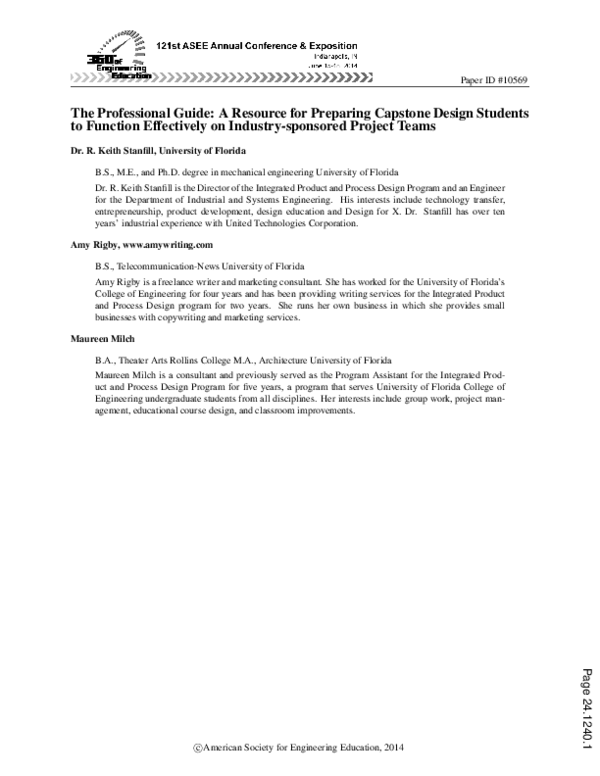 (PDF) The Professional Guide: A Resource for Preparing Capstone Design ...