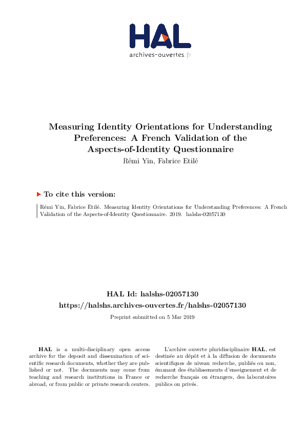 (PDF) Measuring Identity Orientations for Understanding Preferences: A ...