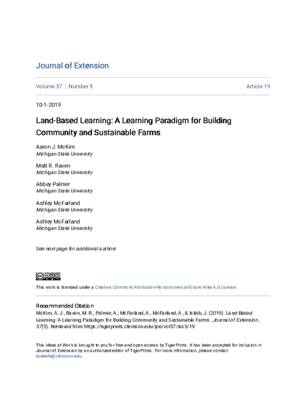 (PDF) Land-Based Learning: A Learning Paradigm for Building Community ...