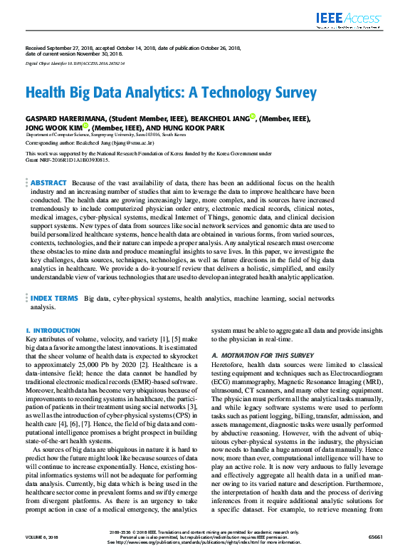 (PDF) Health Big Data Analytics: A Technology Survey