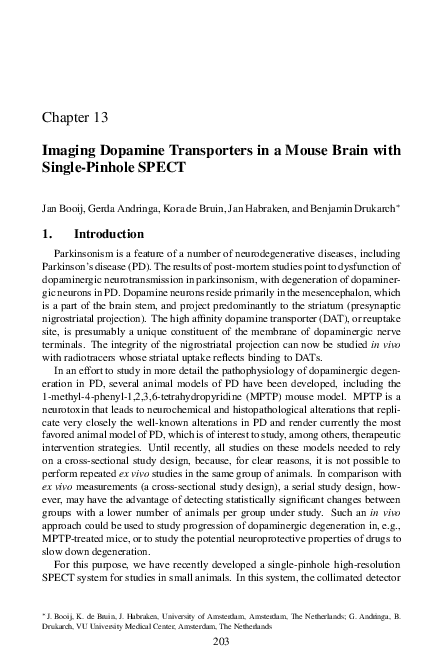 (PDF) Imaging Dopamine Transporters in a Mouse Brain with Single ...