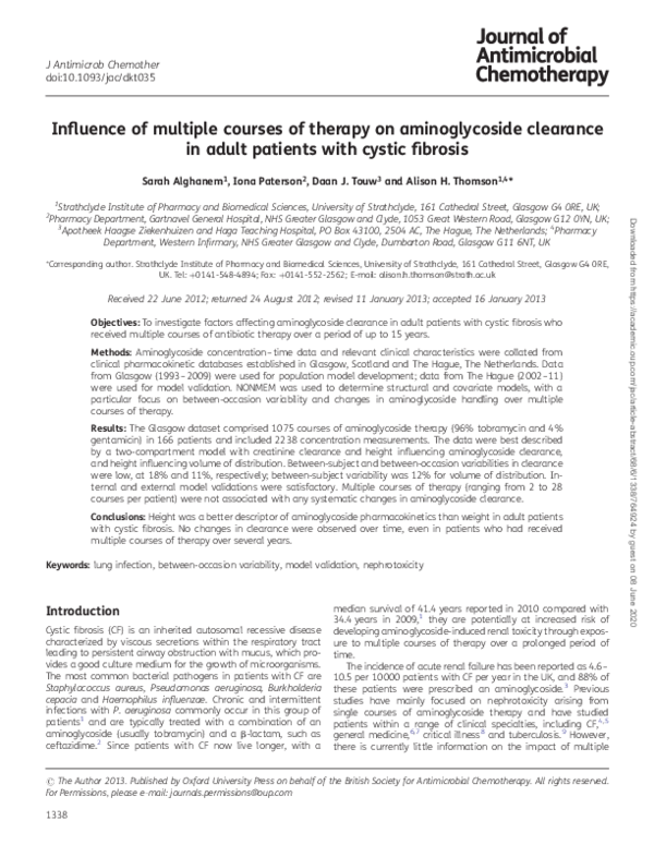 (PDF) Influence of multiple courses of therapy on aminoglycoside ...
