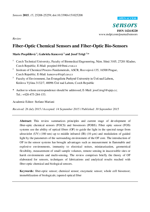 (PDF) Review Fiber-Optic Chemical Sensors and Fiber-Optic Bio-Sensors