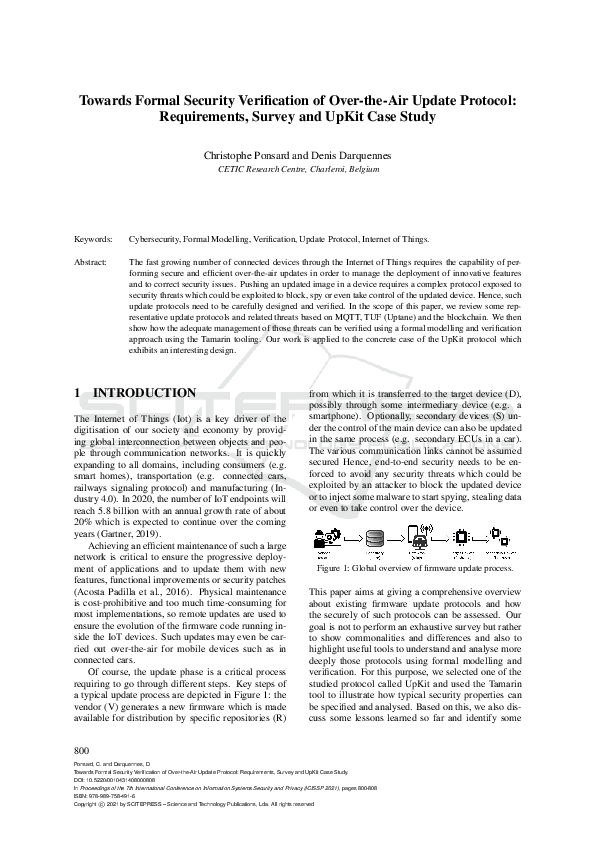 (PDF) Towards Formal Security Verification of Over-the-Air Update Protocol: Requirements, Survey ...