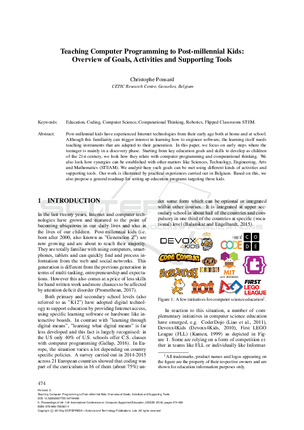 (PDF) Teaching Computer Programming to Post-millennial Kids: Overview ...