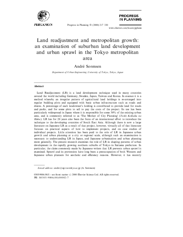(PDF) Land readjustment and metropolitan growth: an examination of ...