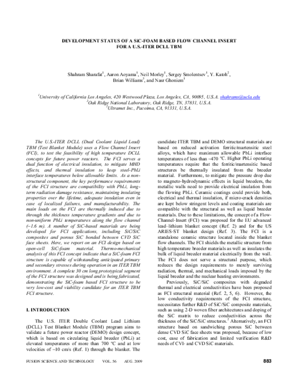 (PDF) Development Status of a SiC-Foam Based Flow Channel Insert for a ...