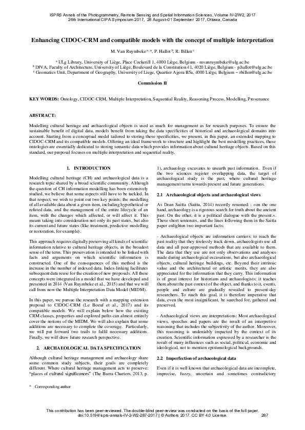 (PDF) Enhancing CIDOC-CRM and compatible models with the concept of multiple interpretation