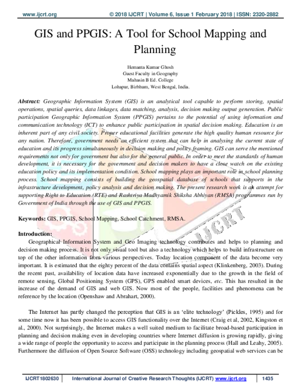 (PDF) GIS and PPGIS: A Tool for School Mapping and Planning
