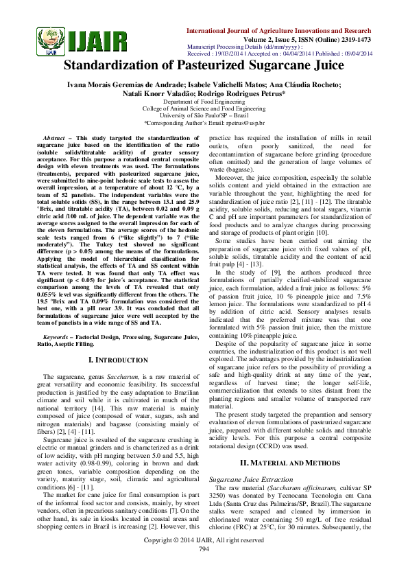 (PDF) Study of Sugarcane Juice Clarification with Additives by ...