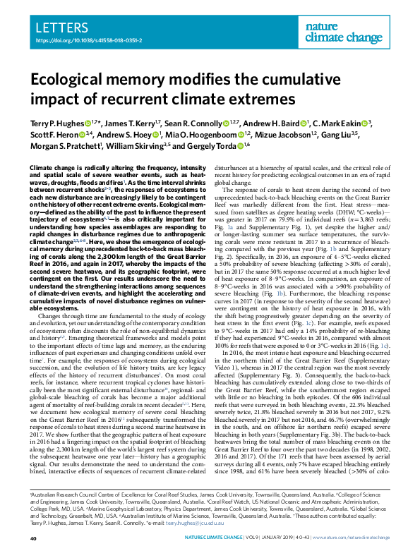 (PDF) Ecological memory modifies the cumulative impact of recurrent ...