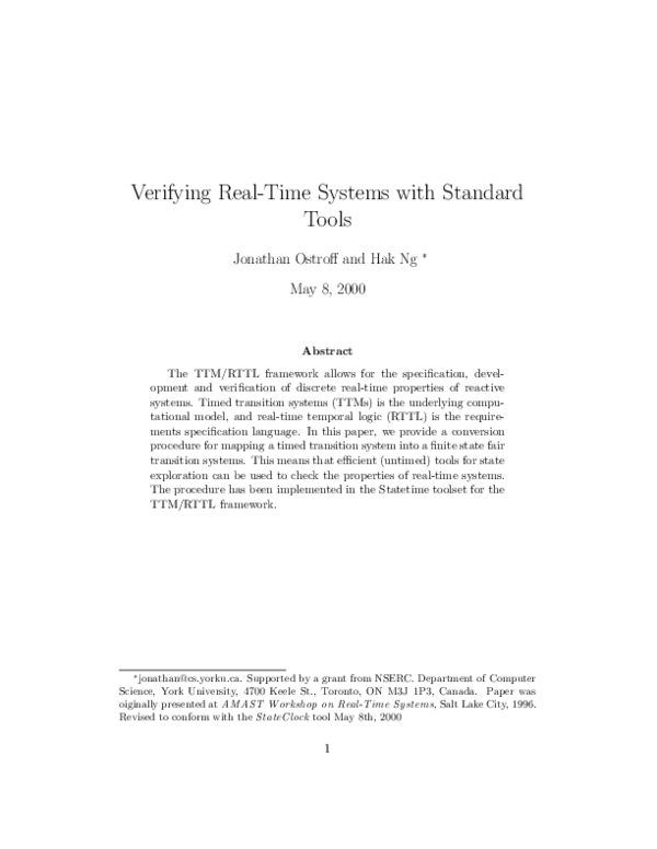 (PDF) Verifying Real-Time Systems with Standard Tools