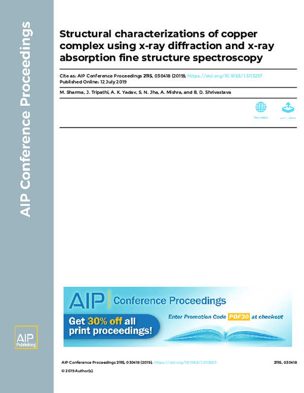 (PDF) Structural characterizations of copper complex using x-ray ...