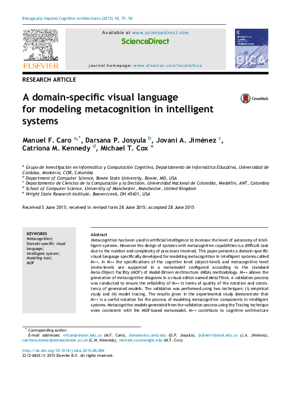 Pdf A Domain Specific Visual Language For Modeling Metacognition In Intelligent Systems