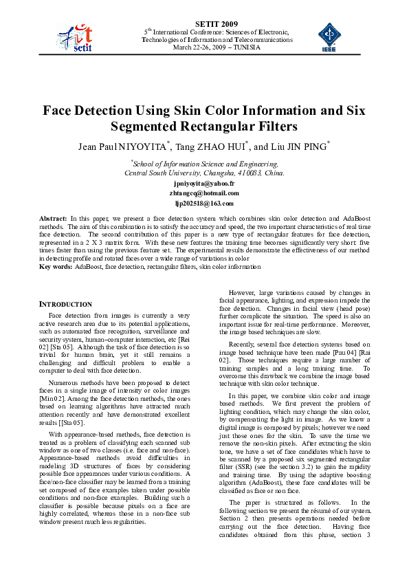 (PDF) Face Detection Using Skin Color Information and Six Segmented ...