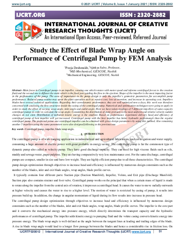 (PDF) Study the Effect of Blade Wrap Angle on Performance of ...