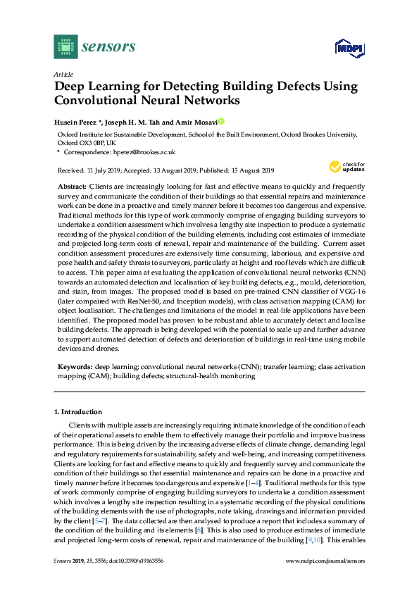 Pdf Deep Learning For Detecting Building Defects Using Convolutional Neural Networks
