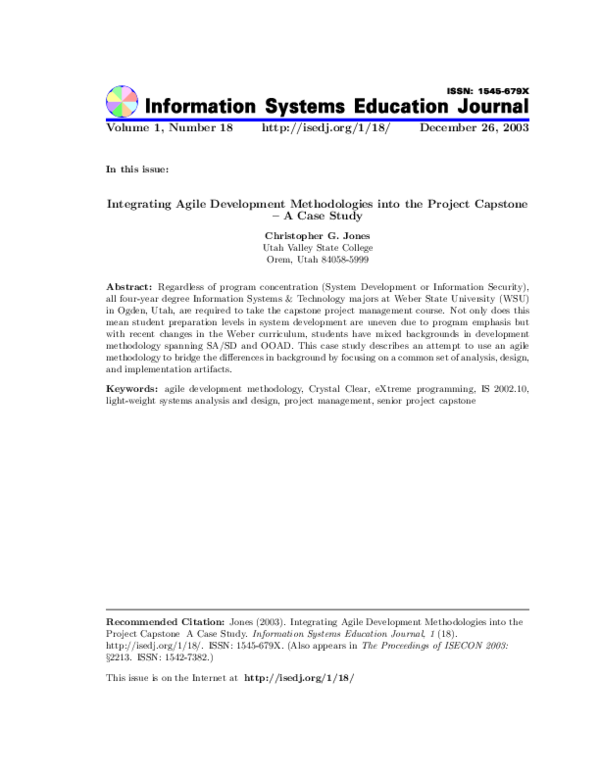 (PDF) Integrating agile development methodologies into the project ...